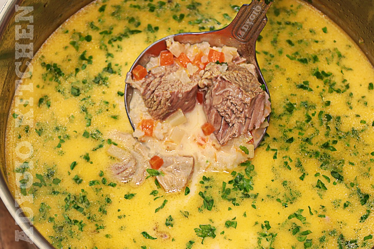 Ciorba a la grec cu carne de miel sau porc - Adygio Kitchen